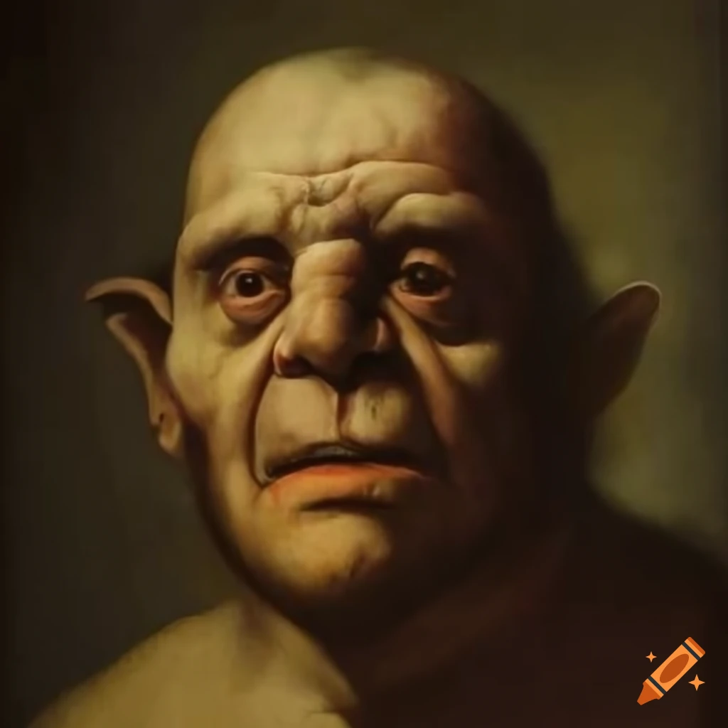 Realistic portrait of an ogre in an oil painting from the 16th century ...