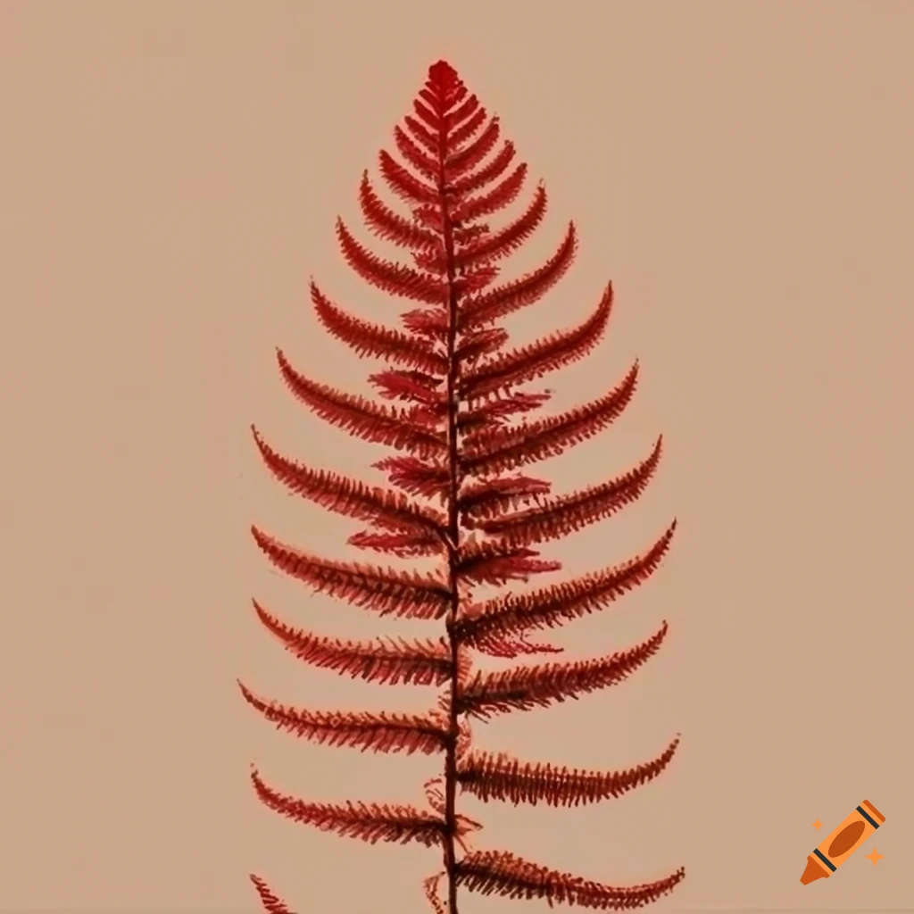 Red fern on light beige background on Craiyon