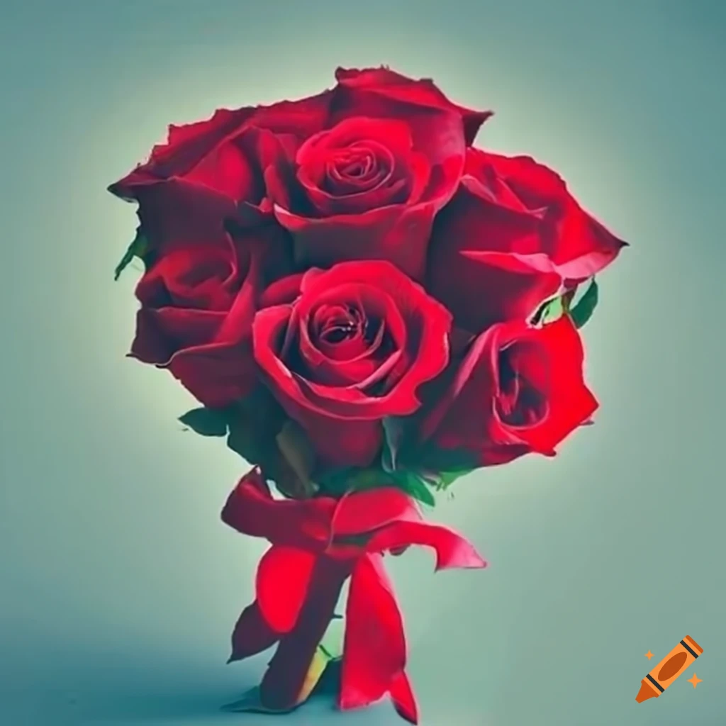 Small and cute bouquet of red roses on Craiyon