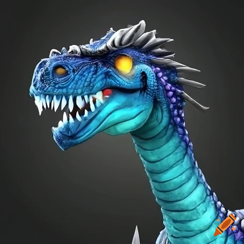 Illustration of a translucent blue dragon with t-rex-like hands and a ...