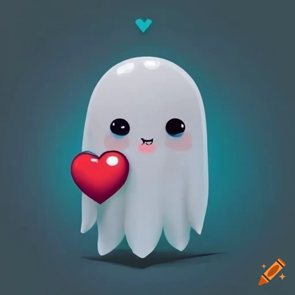 Adorable ghost holding a heart on Craiyon