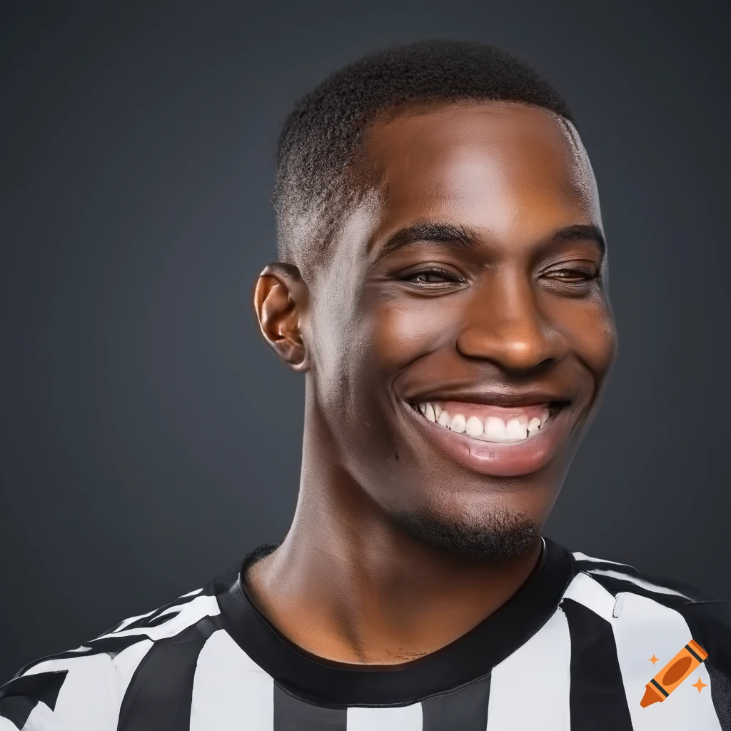 Portrait of a young man wearing a football kit on Craiyon
