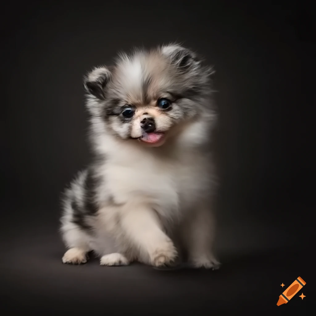 Merle pomeranian puppy on Craiyon