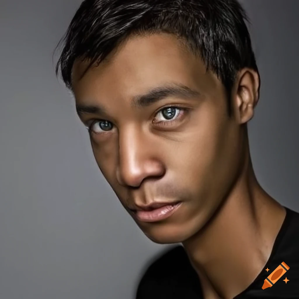 Square-jawed humanoid man with long, wavy black hair and brown skin on ...