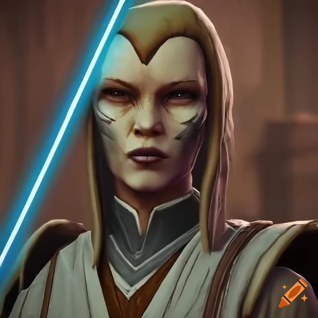 Legendary Jedi Knight in ancient ruins exuding power and strength on ...