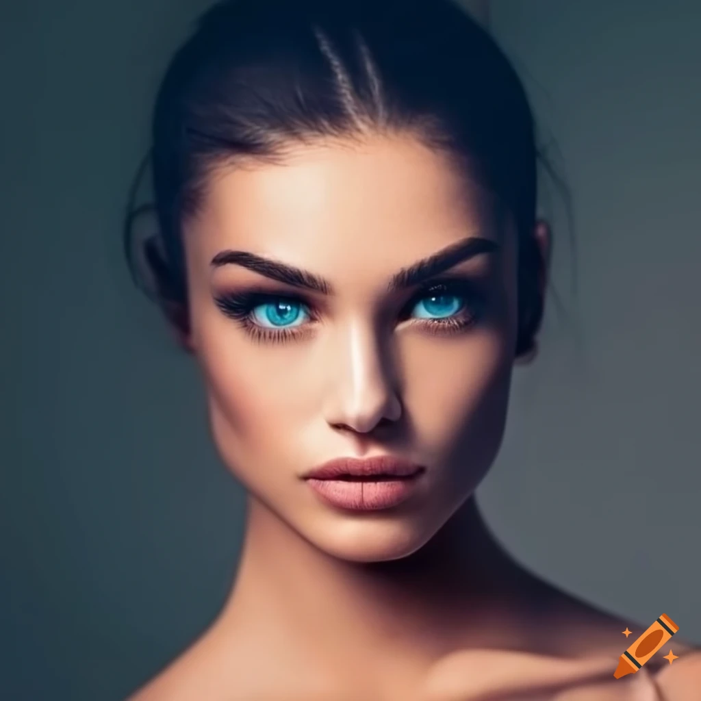 Beautiful fitness model with black wavy hair and striking features on ...