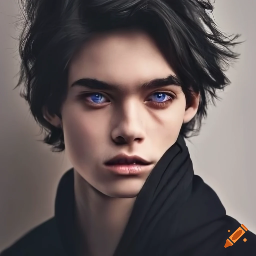 Young man with unique features and striking appearance on Craiyon