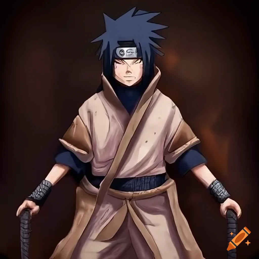 Sasuke uchiha wearing hashirama senju's armor on Craiyon