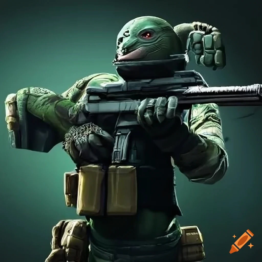 Tactical sneaky turtle military character on Craiyon