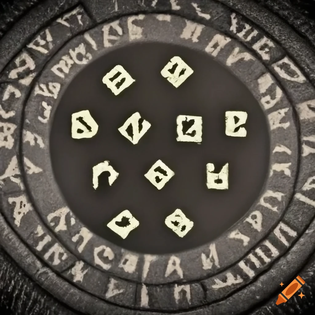 Rune-like script for a constructed language on Craiyon