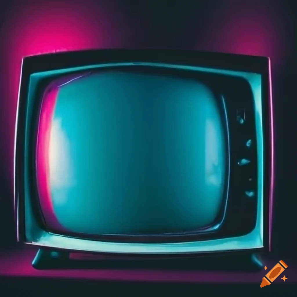Close-up of old tv with square screen and vivid colors on Craiyon
