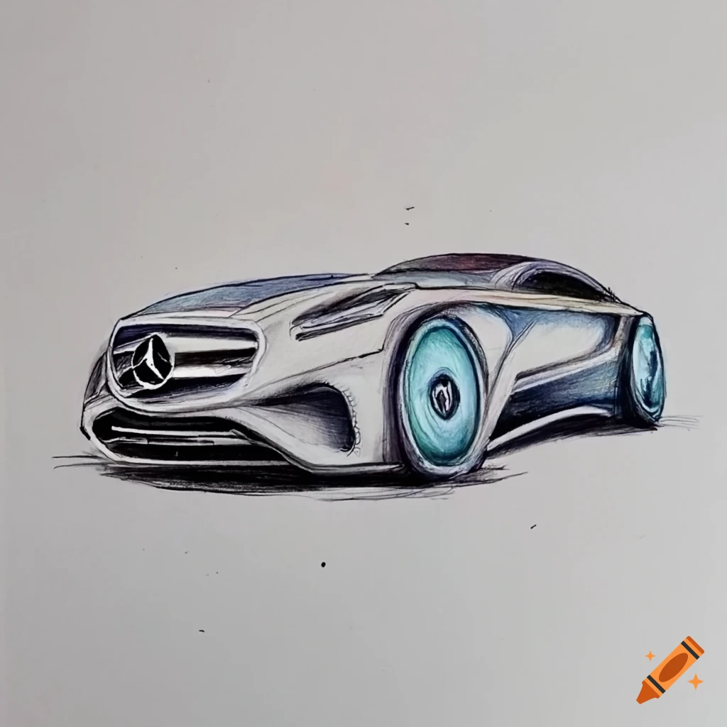 Futuristic mercedes benz sketch pencil drawing on Craiyon