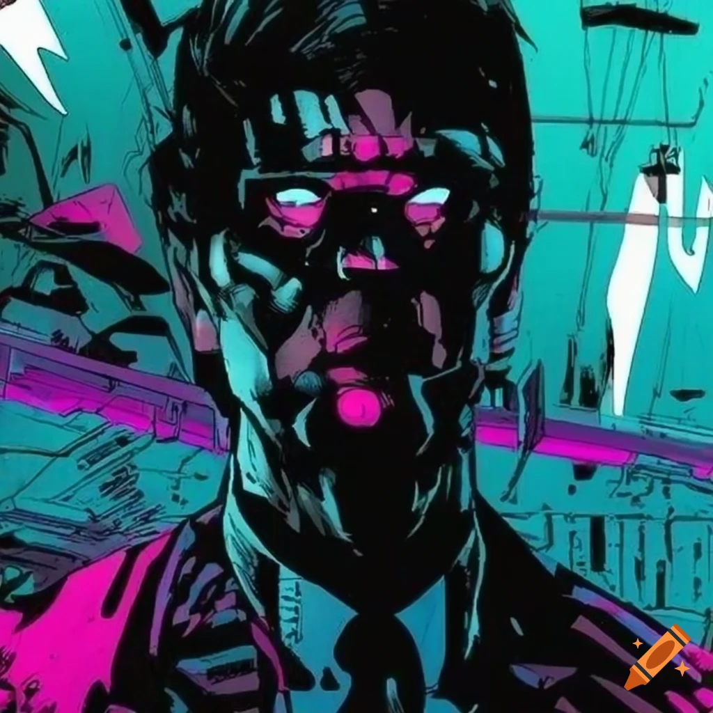 Sci-fi comic book cover in cyberpunk style by Steranko Mike Hinge on ...