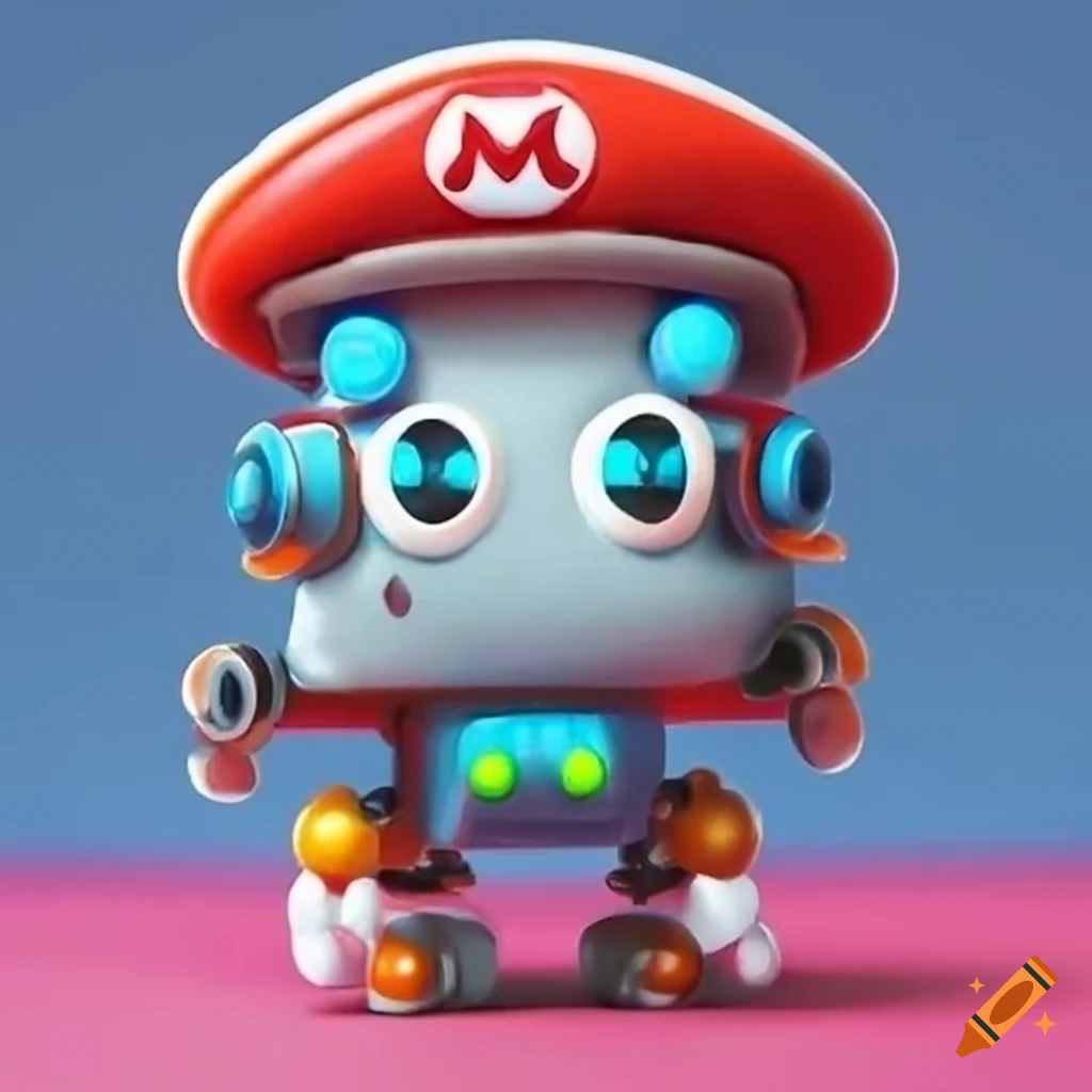 Super mario nano robot in cute kawaii style on Craiyon