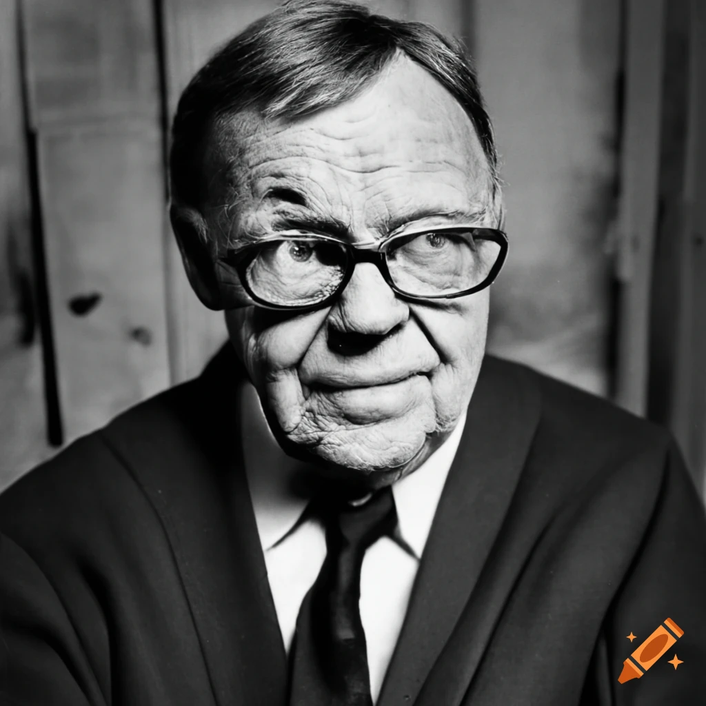 Portrait of ingvar kamprad in black and white on Craiyon