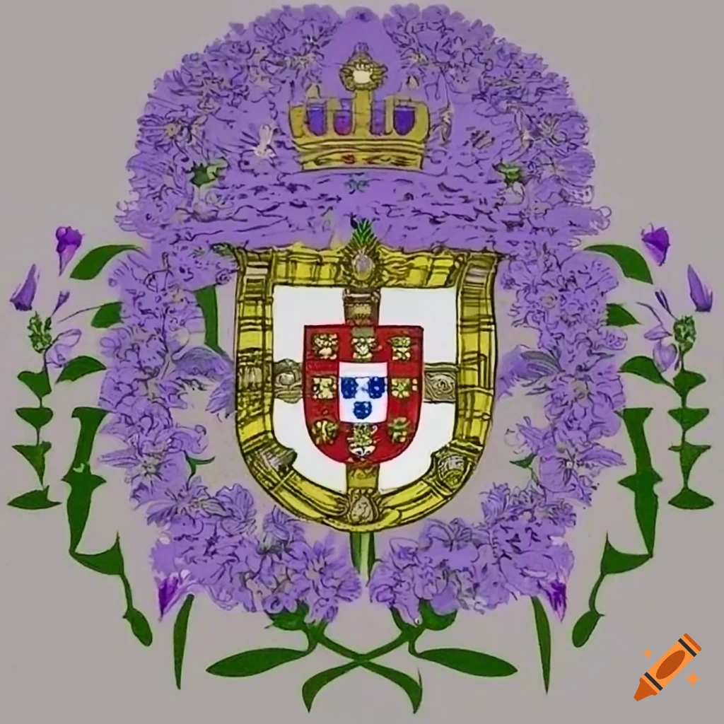 Portuguese colonial coat of arms with lavender flower on Craiyon