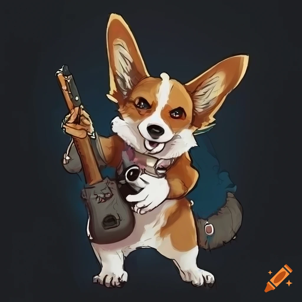 Anthropomorphic corgi with a punk style on Craiyon