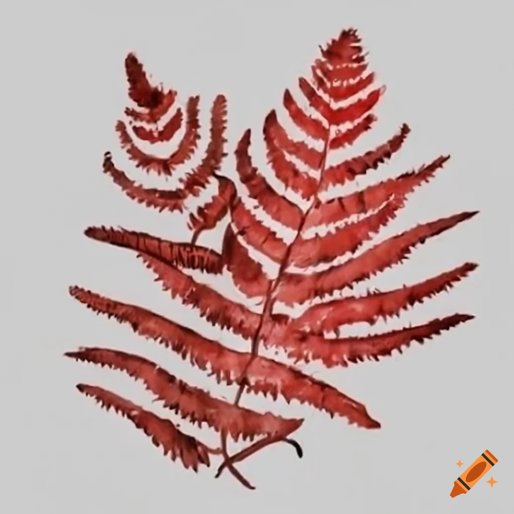 Red fern on white background on Craiyon