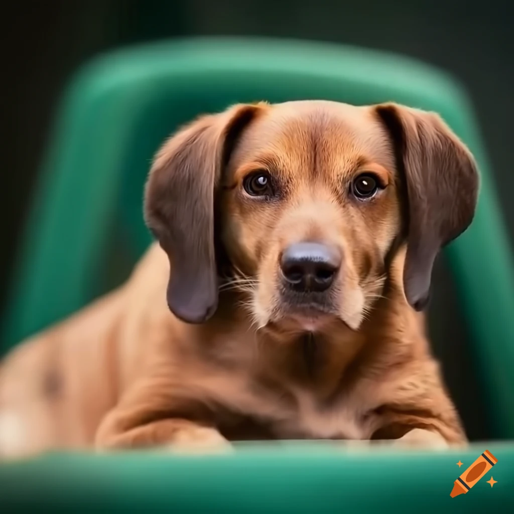 Adorable brown dog with floppy ears lounging on a chair on Craiyon
