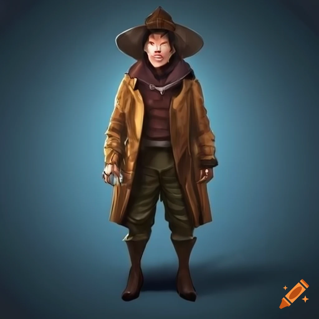 Front view of a fearless adventurer concept on Craiyon