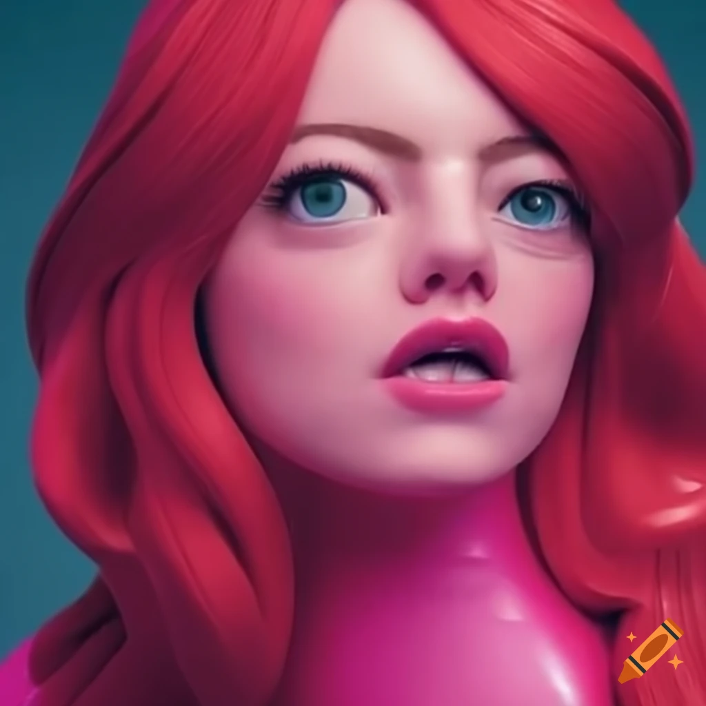 Close-up of emma stone's face on a my little pony cgi style body on Craiyon