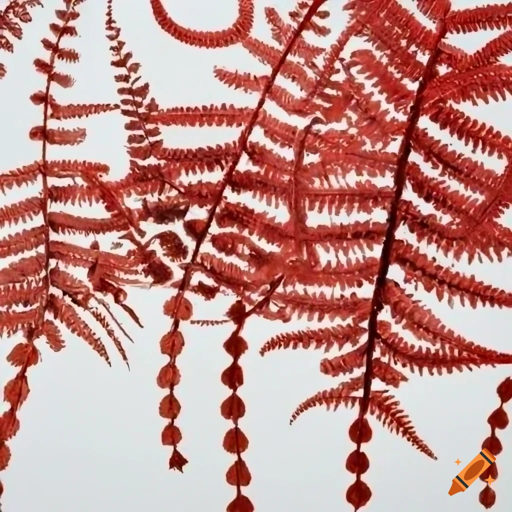 Red fern on white background on Craiyon