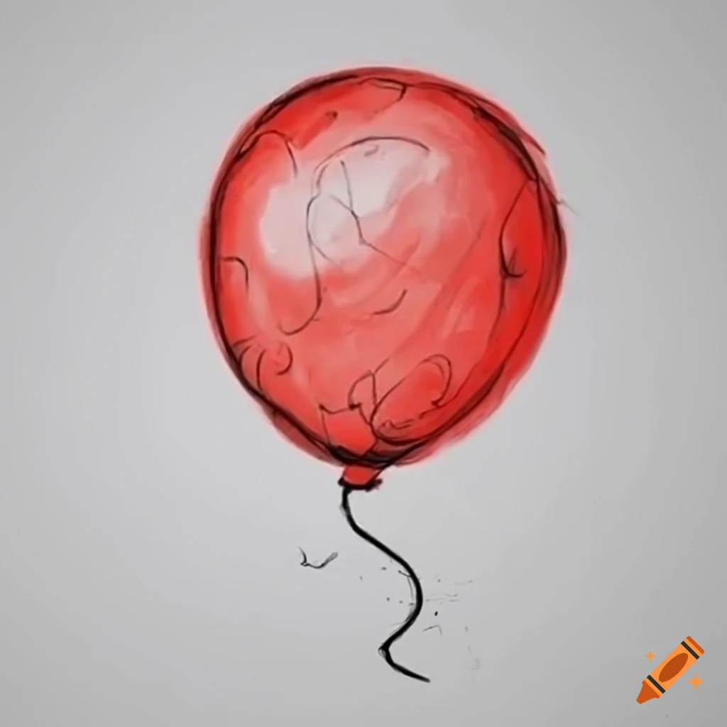 Red balloon on a string in chalk sketch style on Craiyon