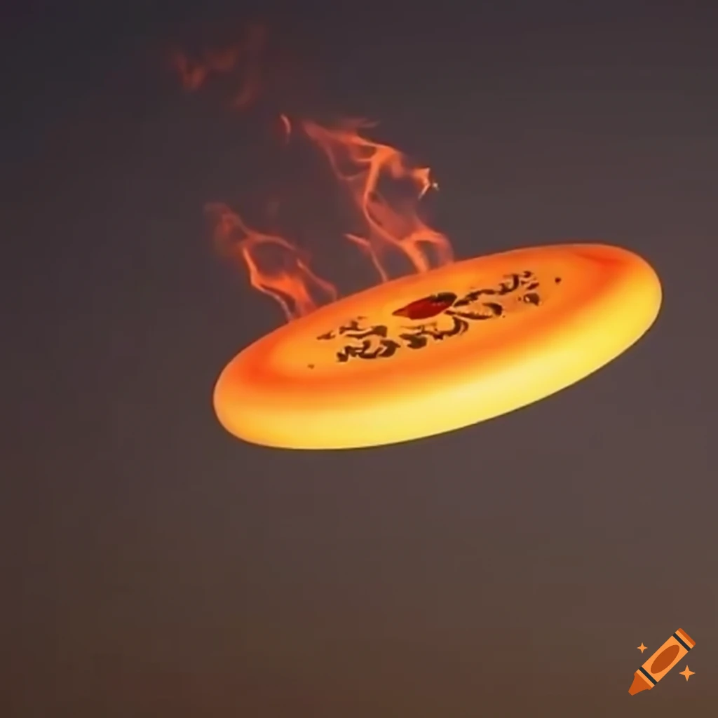 Frisbee flying with fire on Craiyon