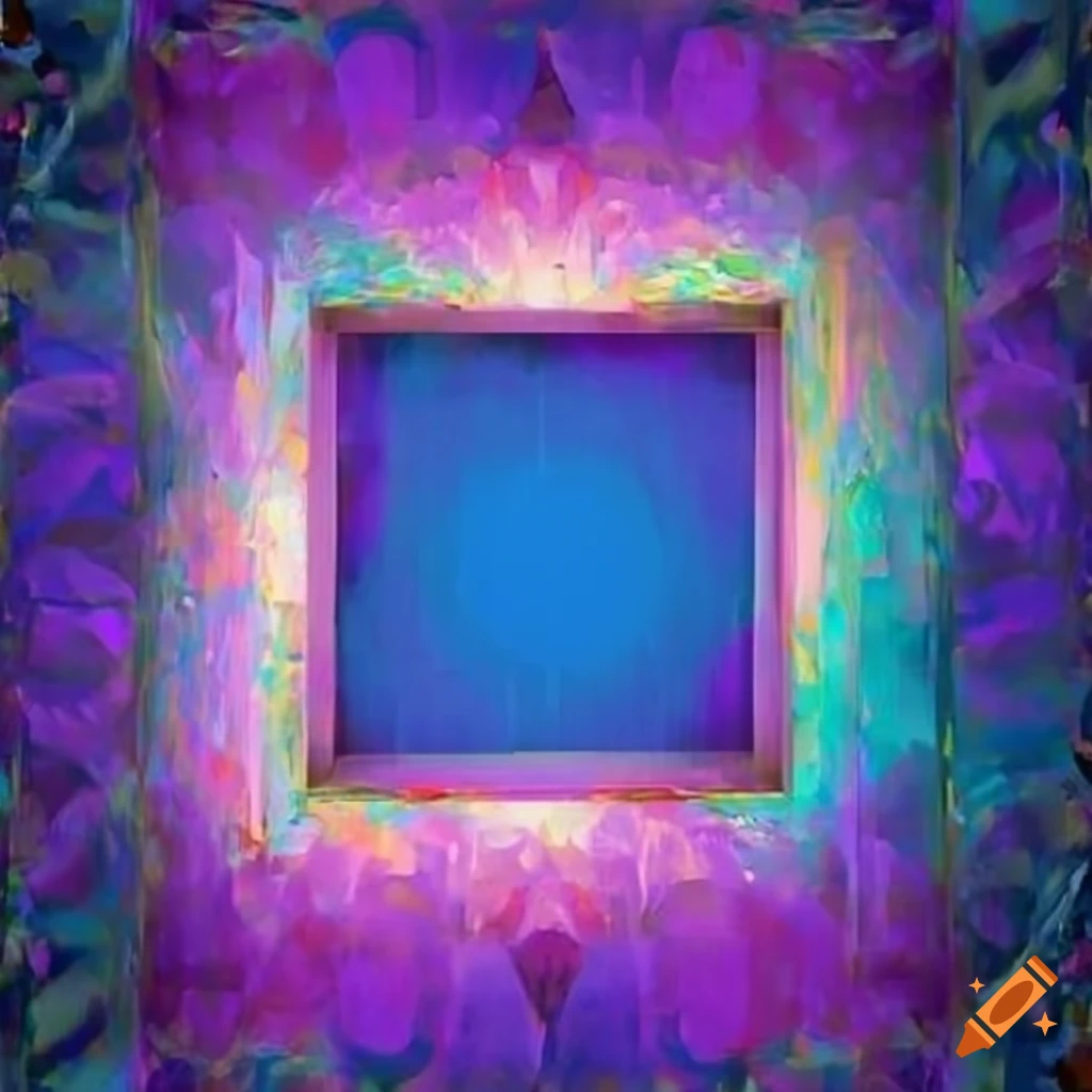 Impressionist style purple-blue square frame on Craiyon