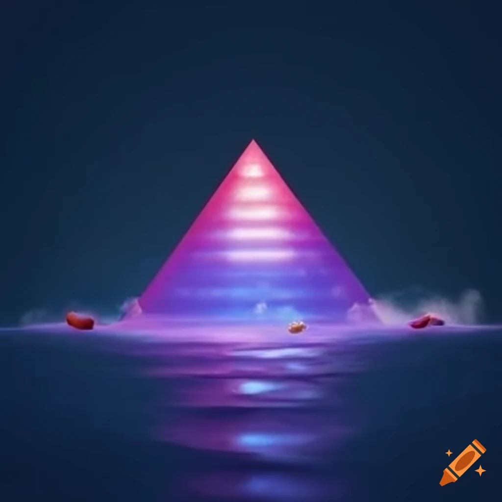 Floating pyramid with sky beam on Craiyon