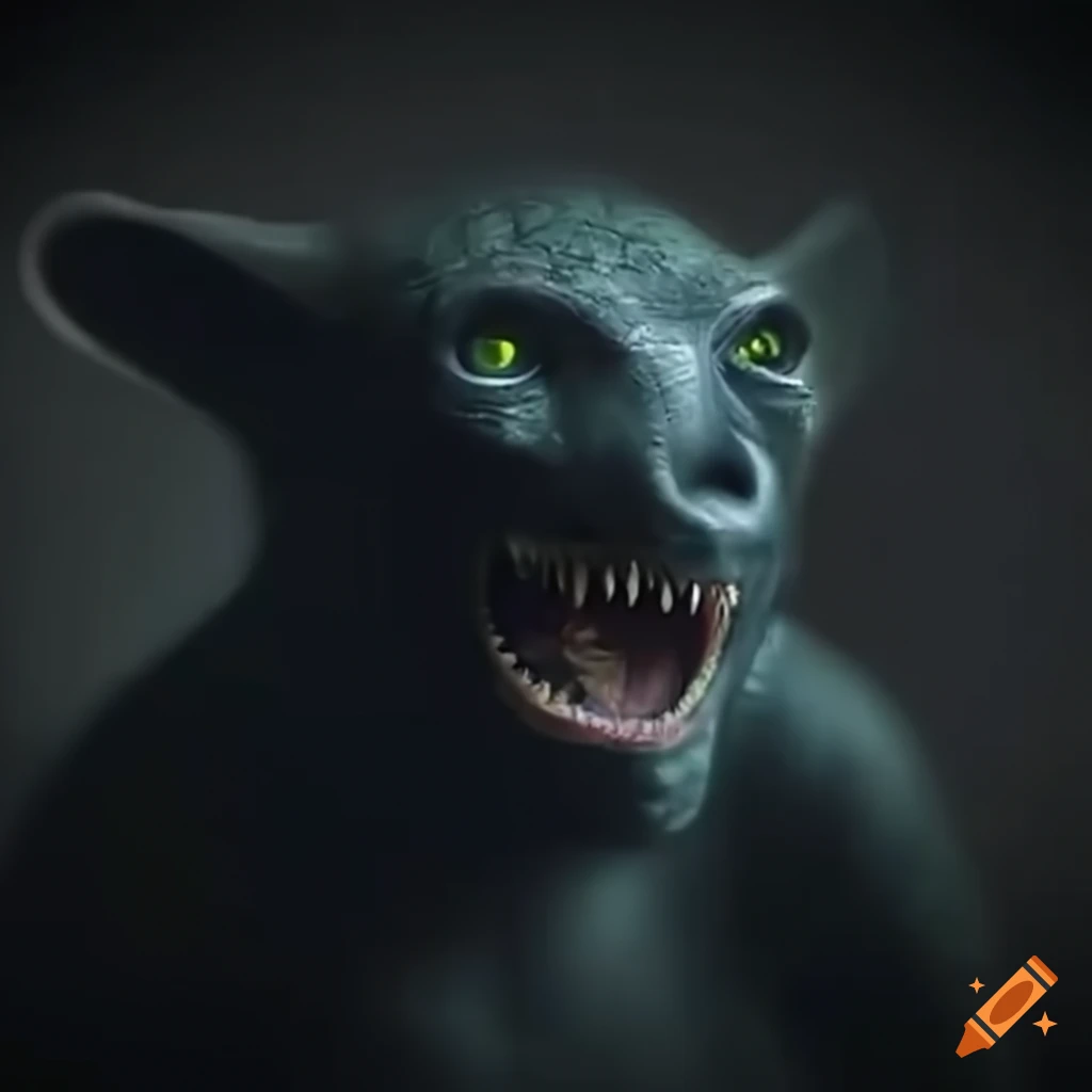 Mysterious and dark realistic creature in cctv style footage on Craiyon