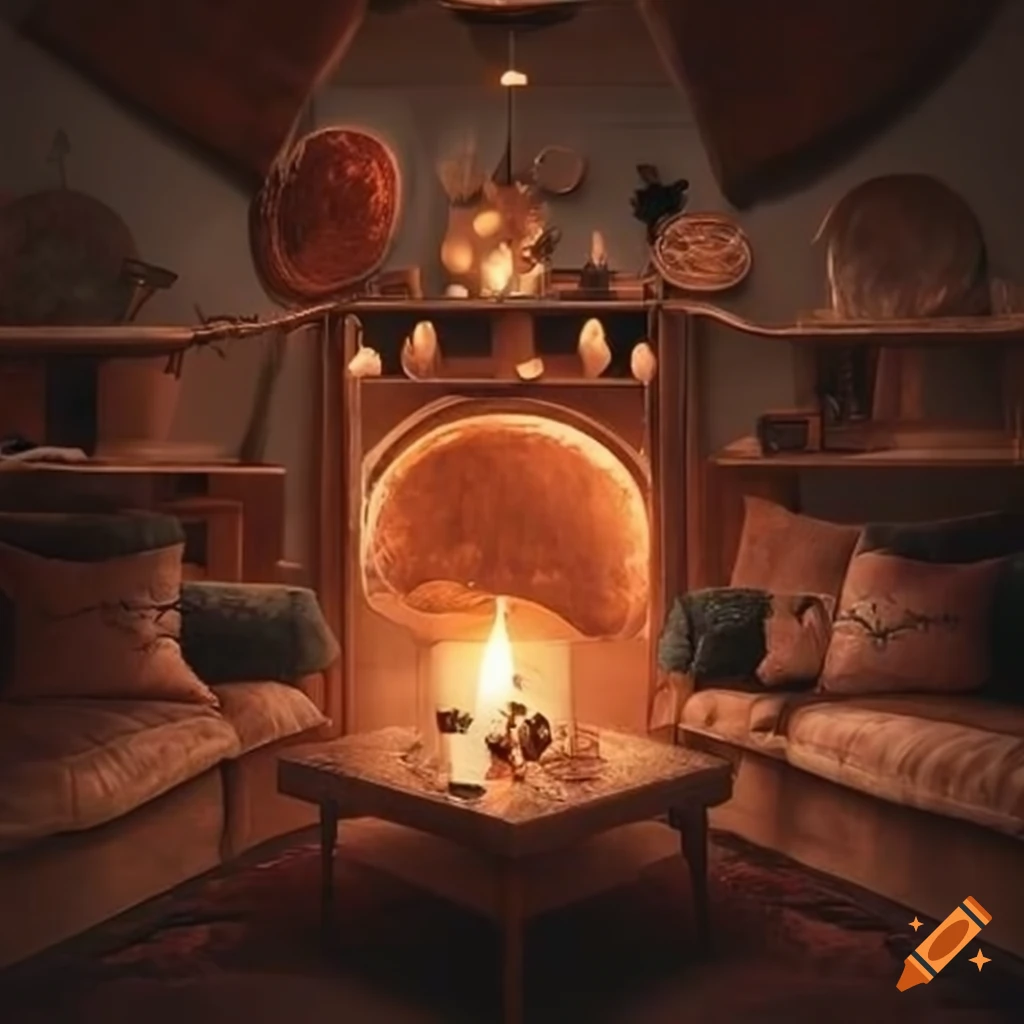 Cozy living space in an imaginative house of a magical land on Craiyon