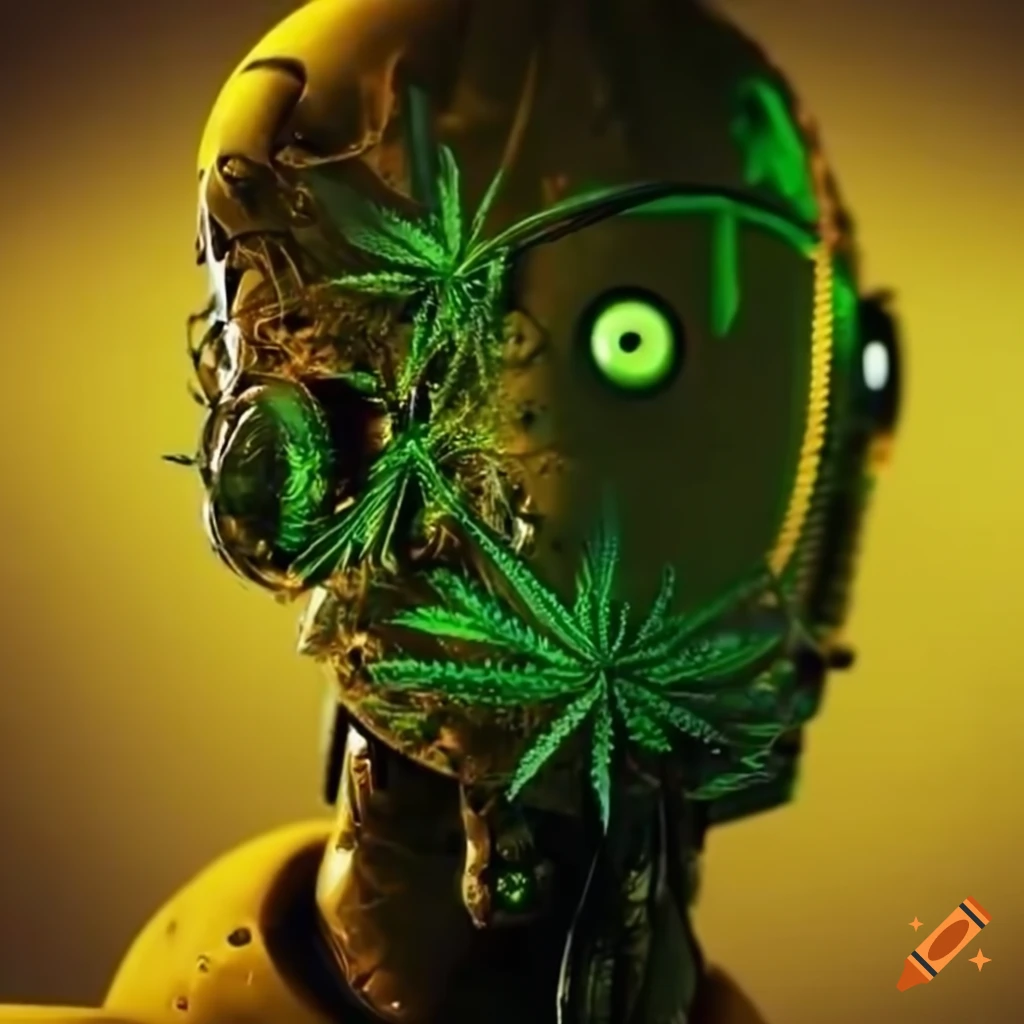 Cannabis robot sculpture on Craiyon