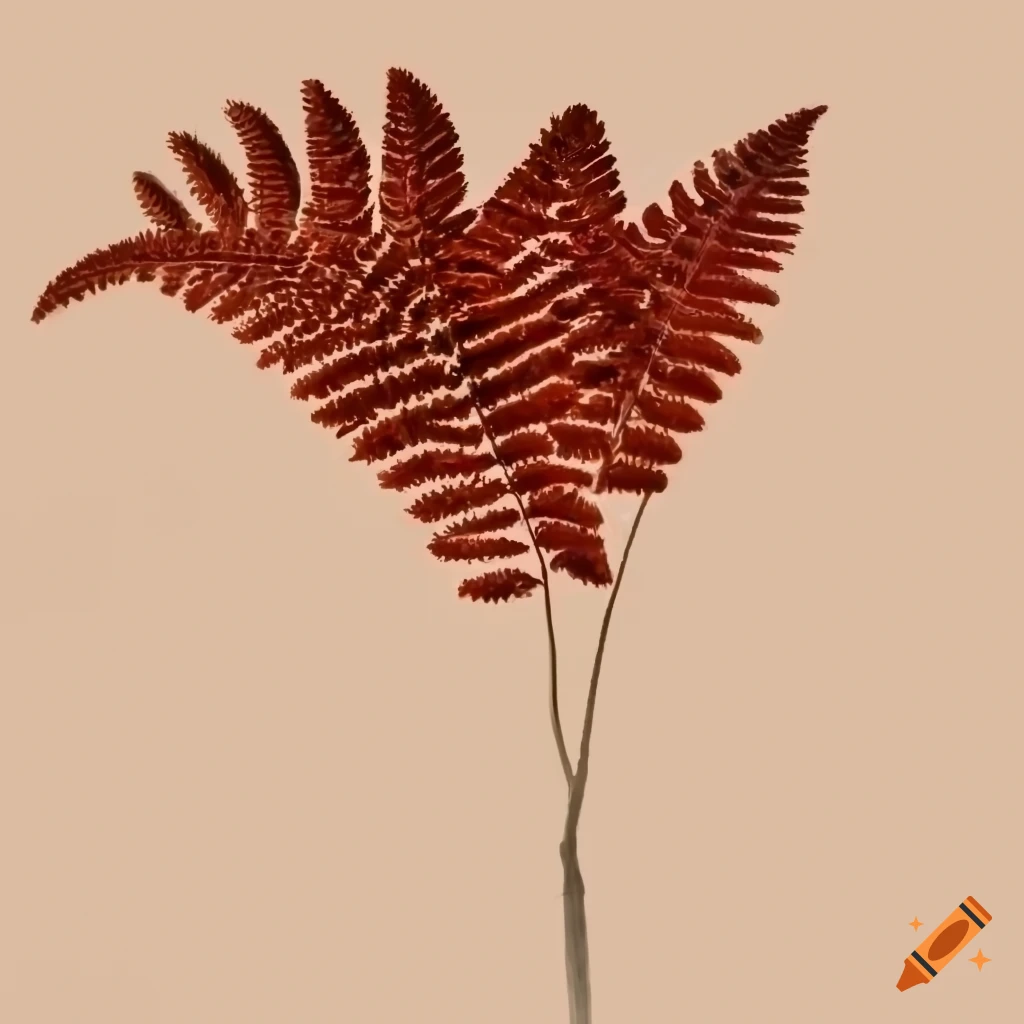 Red fern on light beige background on Craiyon