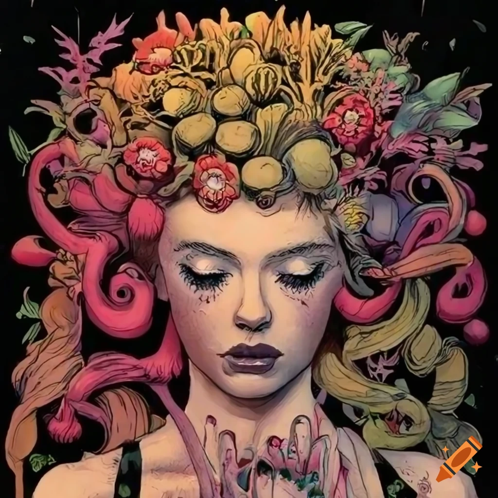 Illustration from the graphic novel 'lsd labyrinth' inspired by flora ...