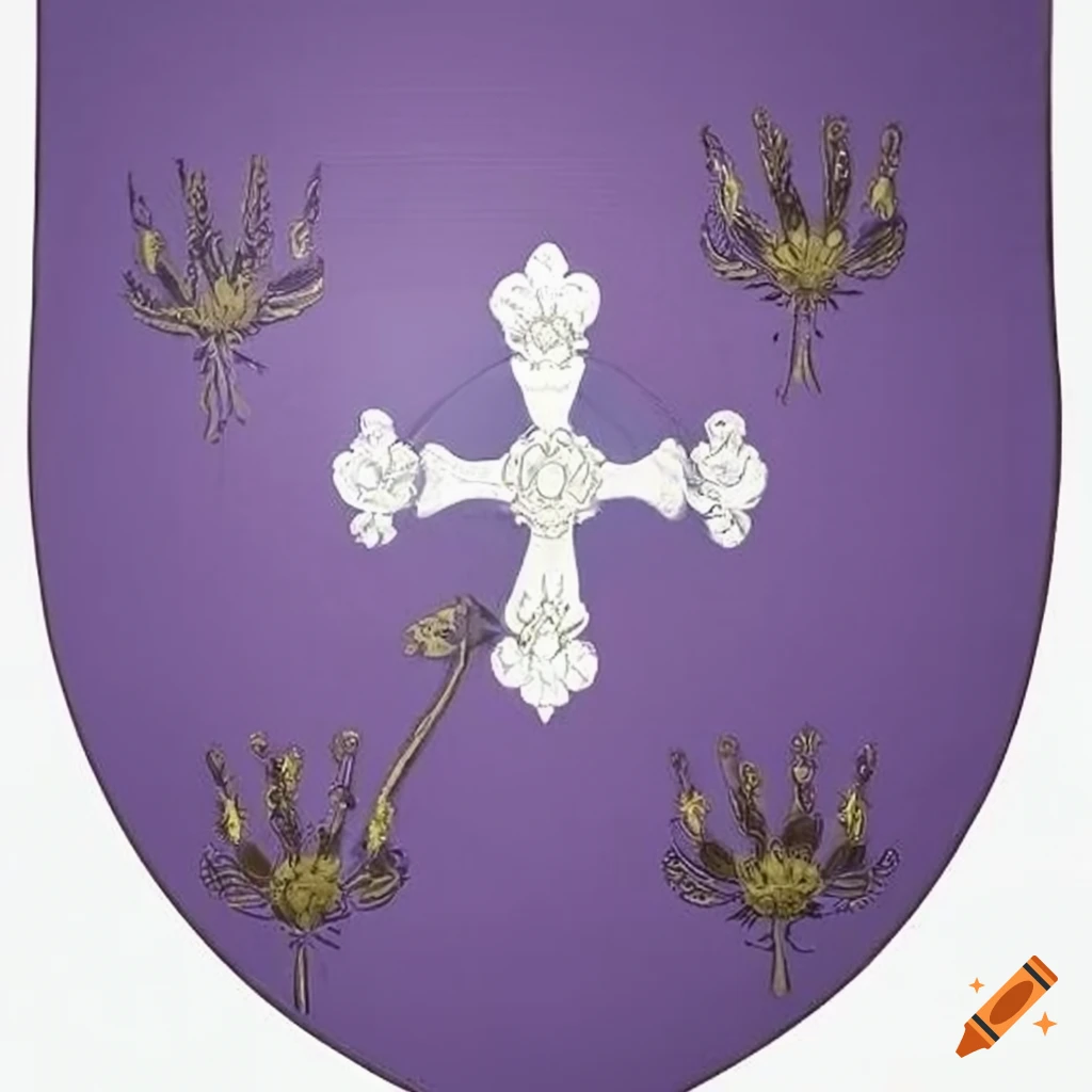Portuguese colonial shield with lavande flower on Craiyon