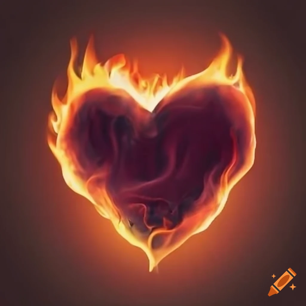 Burning heart illustration on Craiyon