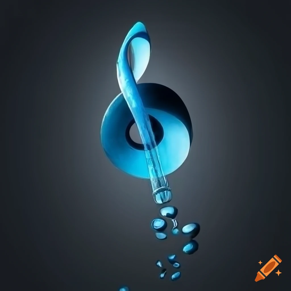 Blue musical notes floating into blackness on Craiyon