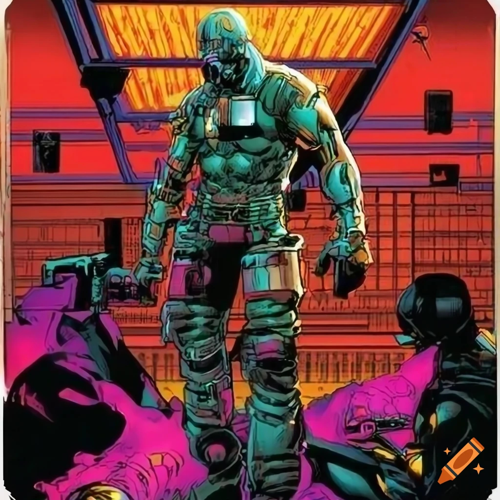 Sci-fi comic book cover in cyberpunk style by Mike Hinge and Steranko ...