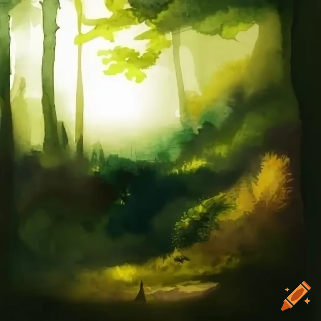 Forest watercolor animation in 3:2 aspect ratio on Craiyon