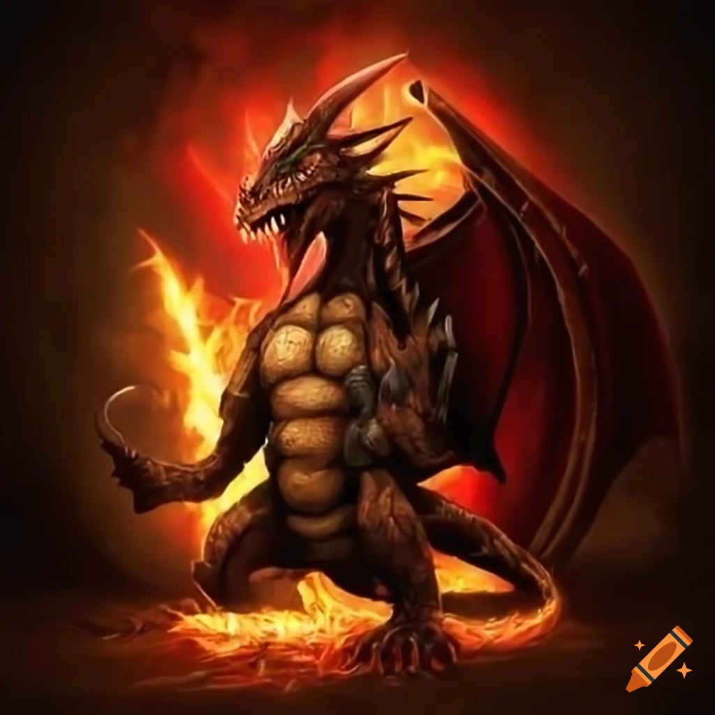 Angry elder dragon breathing fire while perched on Craiyon