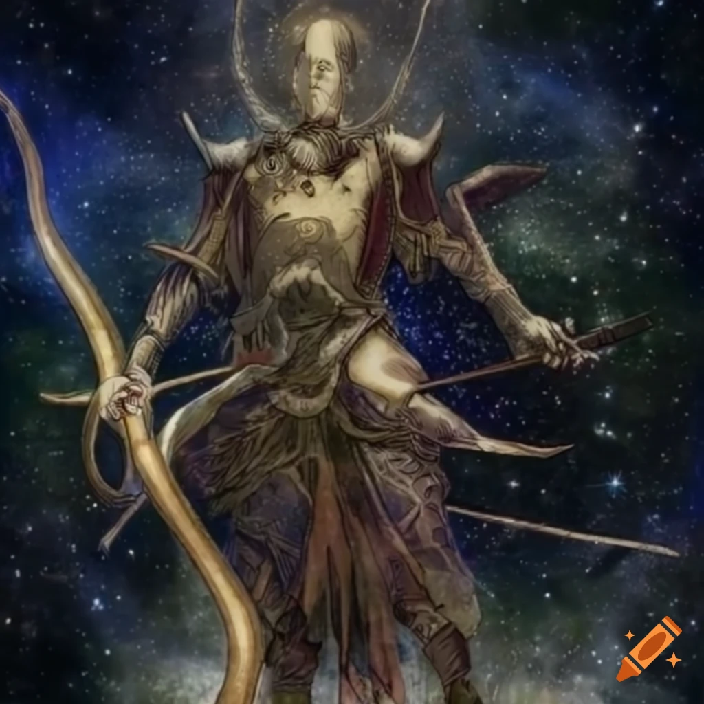 Archer Supreme in the cosmic tapestry, a celestial fusion of emerald ...