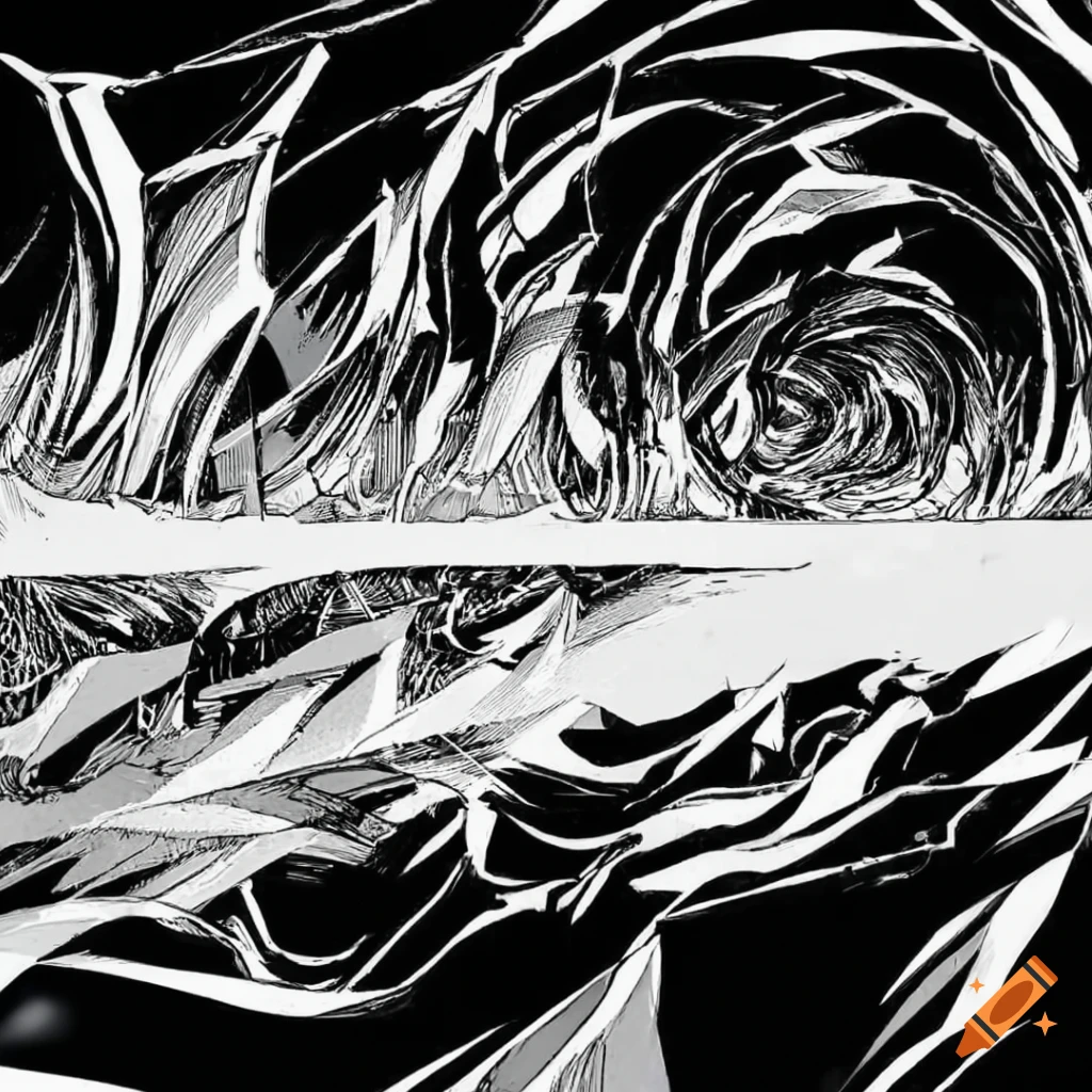 Black and white highly detailed manga panel with sharp outlines on Craiyon