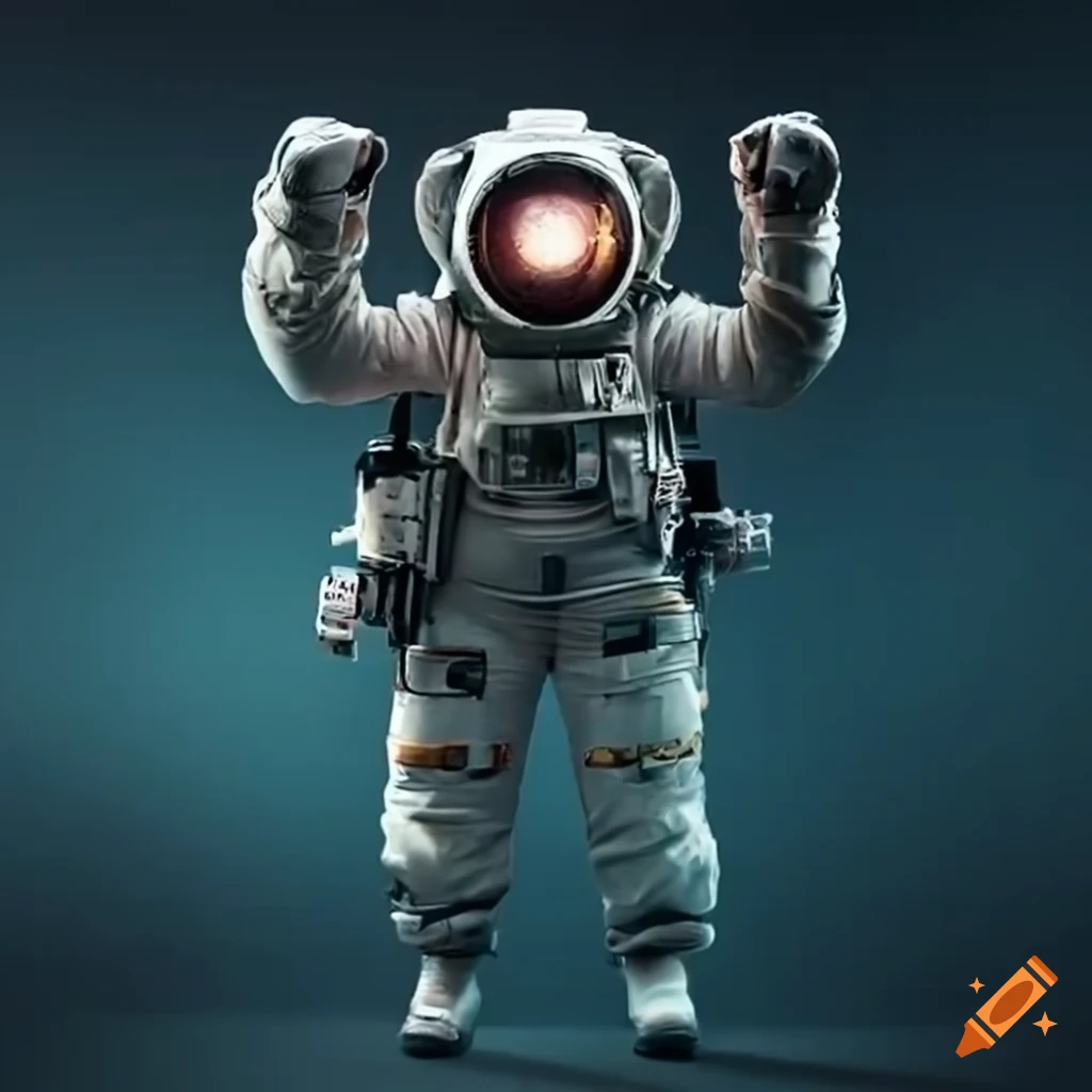 Person wearing space-themed clothing and shoes with outstretched arms ...