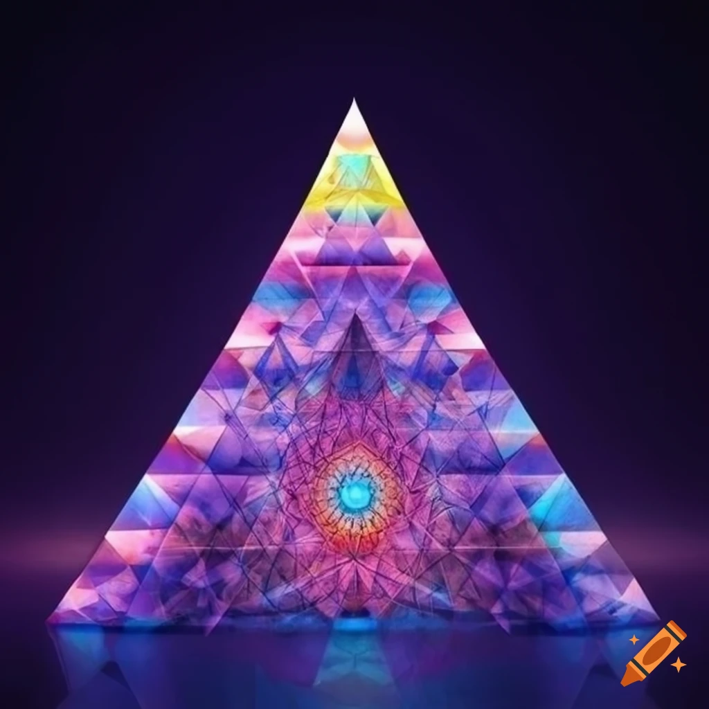 Mystical pyramid with intricate sacred geometry design in pastel colors on Craiyon