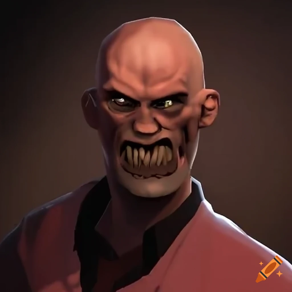 Angry engineer character from team fortress 2 in a jump scare moment on ...