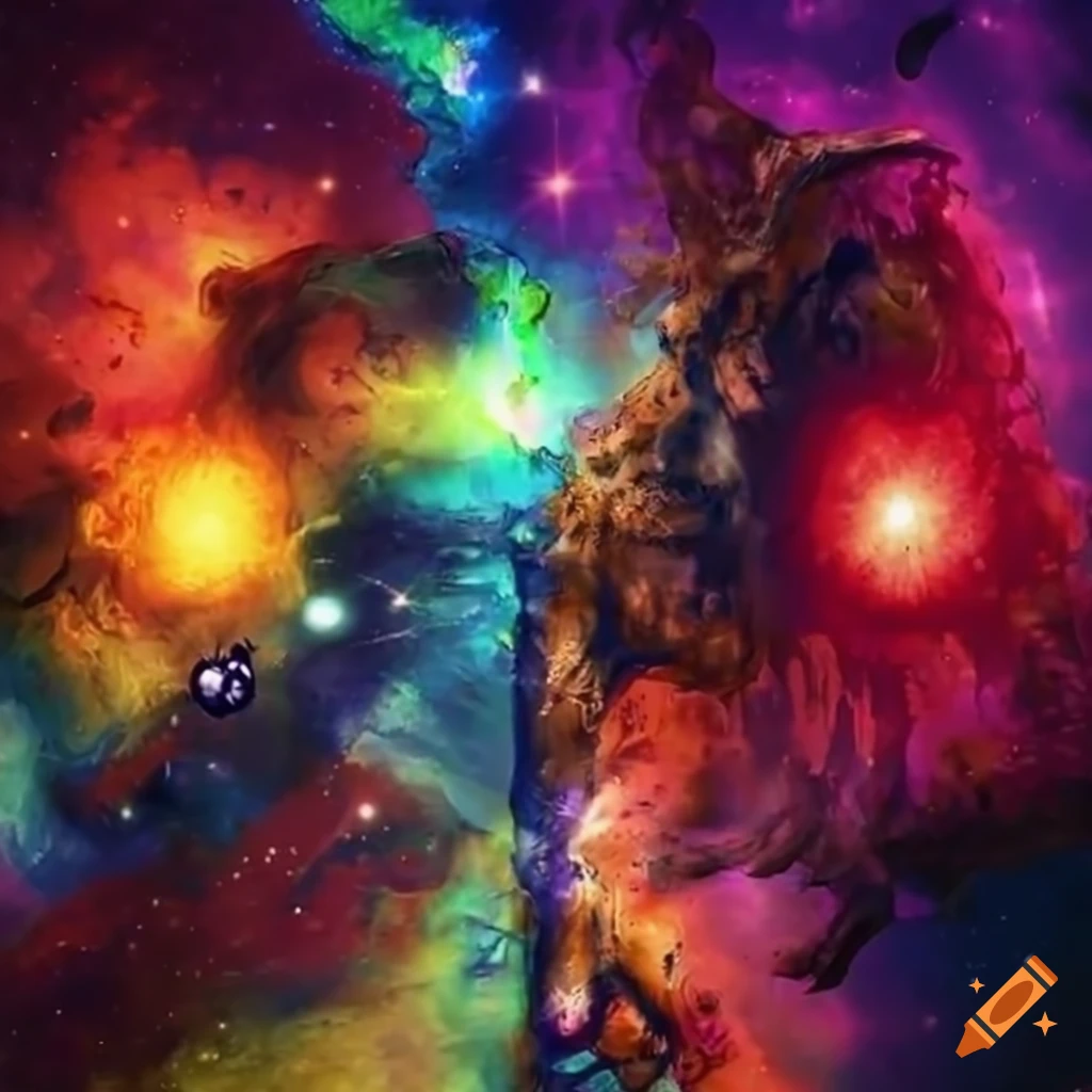 Colorful universe depicting a magical battle between two factions on ...