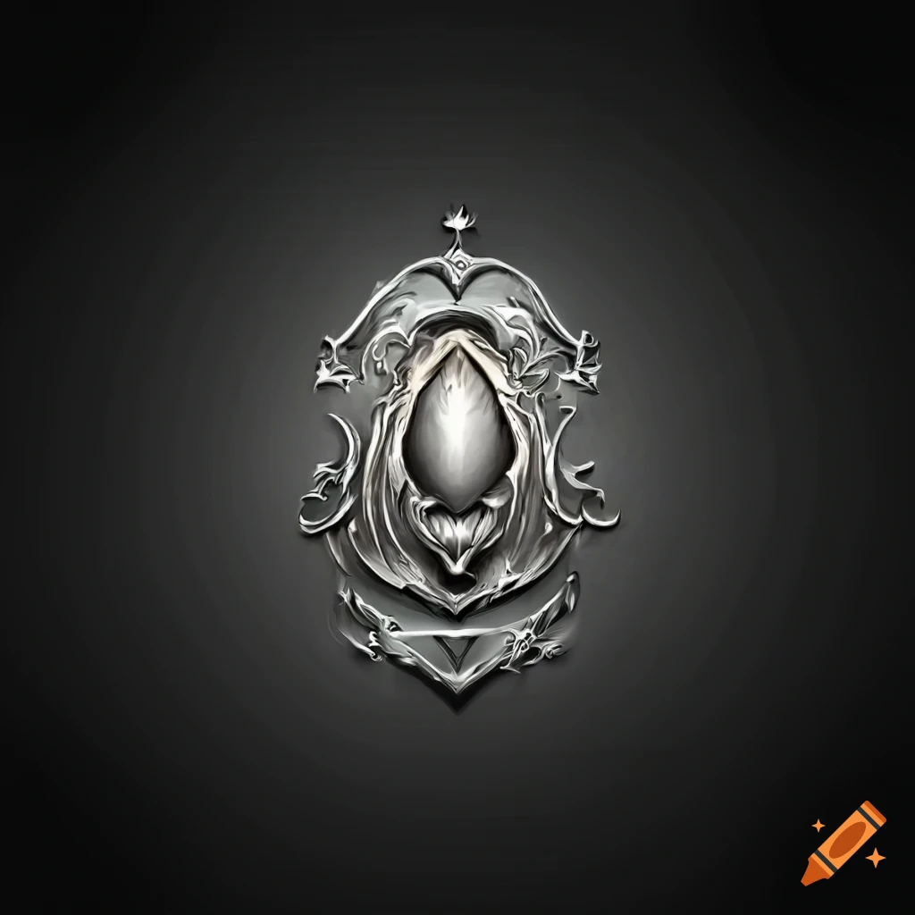Elegant metallic fantasy emblem on grey background on Craiyon