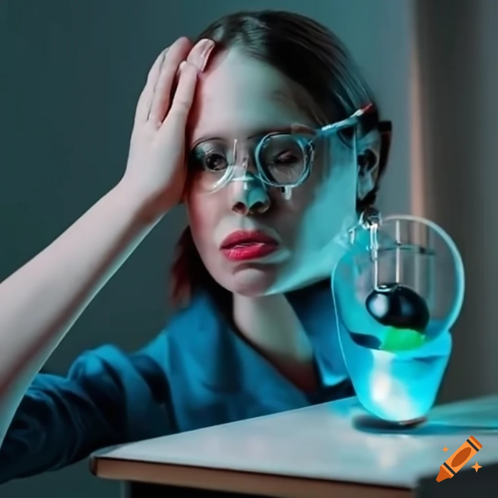 Creative scientist conducting experiment with avant-garde gadgets on ...