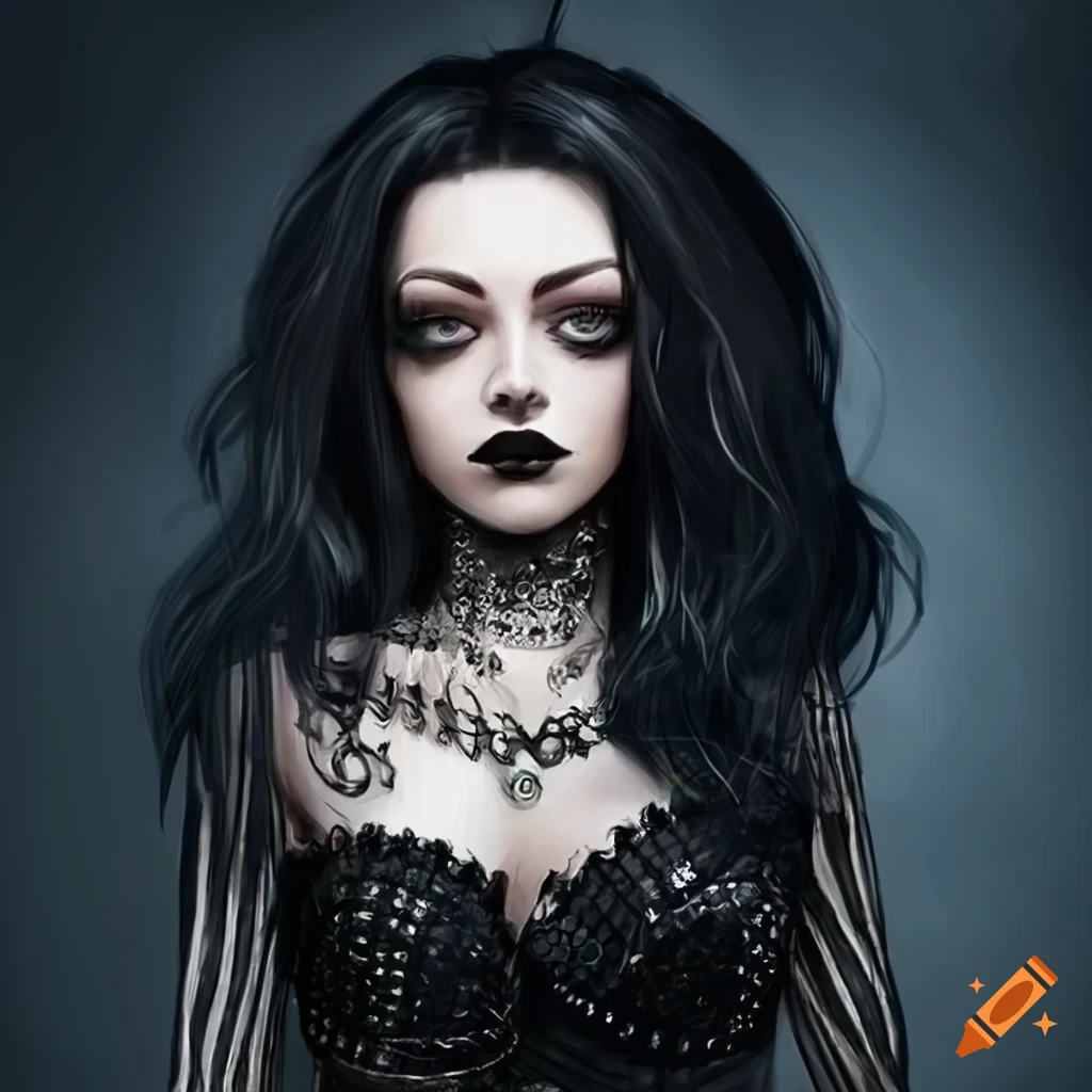 Photo realistic woman with goth alternative style in her mid 20s on Craiyon